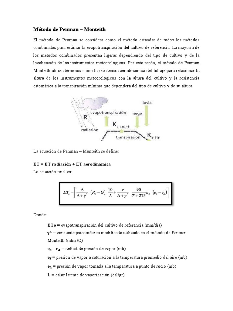 Método de Penman | PDF | Evapotranspiración | Vapor de agua