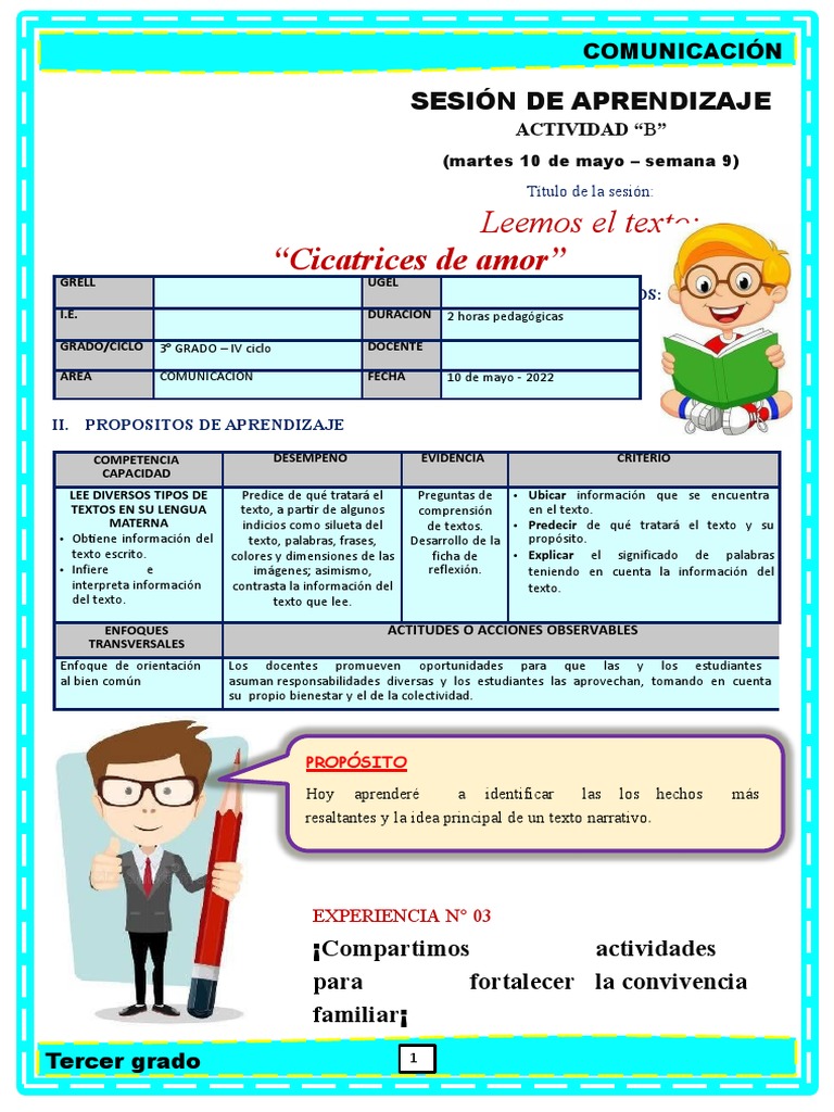 Sesion de Aprendizaje Comunicacion LEE DIVERSOS TIPOS de TEXTO | PDF | Aprendizaje | Evaluación