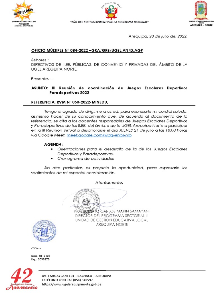 084 Oficio Mult. Jden2022 - Julio | PDF