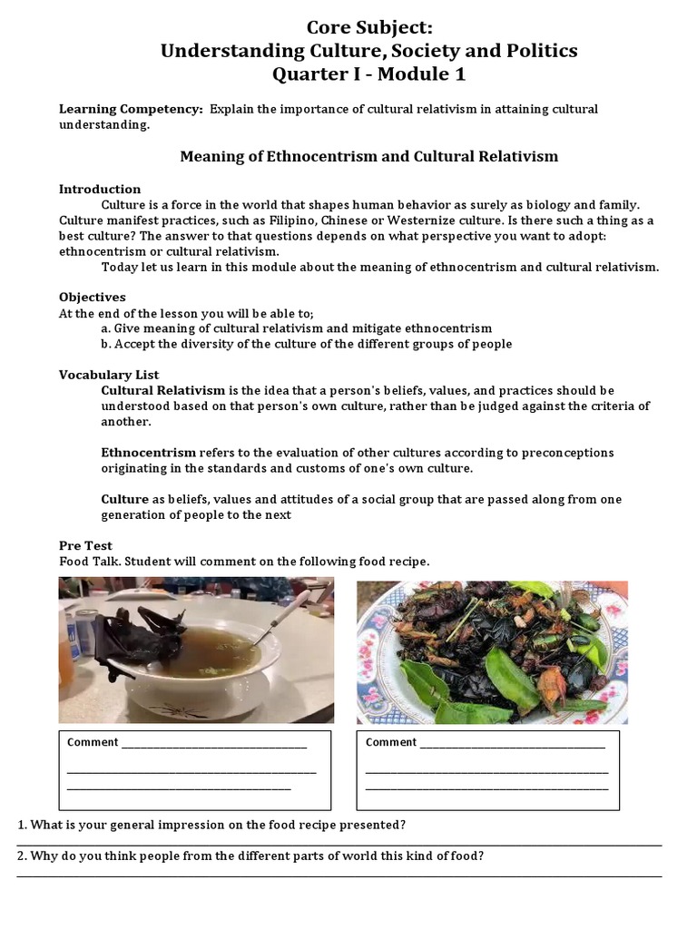 Ethnocentrism and Cultural-Relativism | PDF | Relativism | Social ...