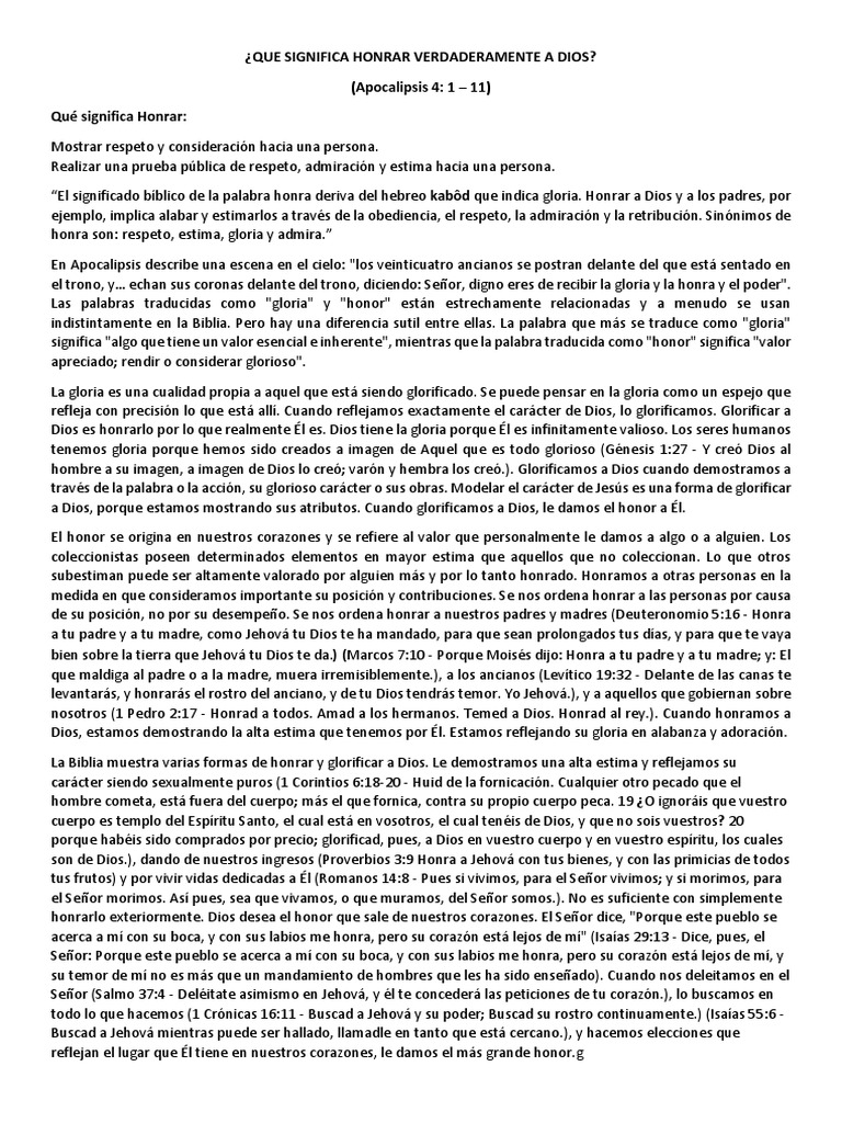 Honrar a Dios: Significado y Práctica | PDF | Dios | Sabiduría