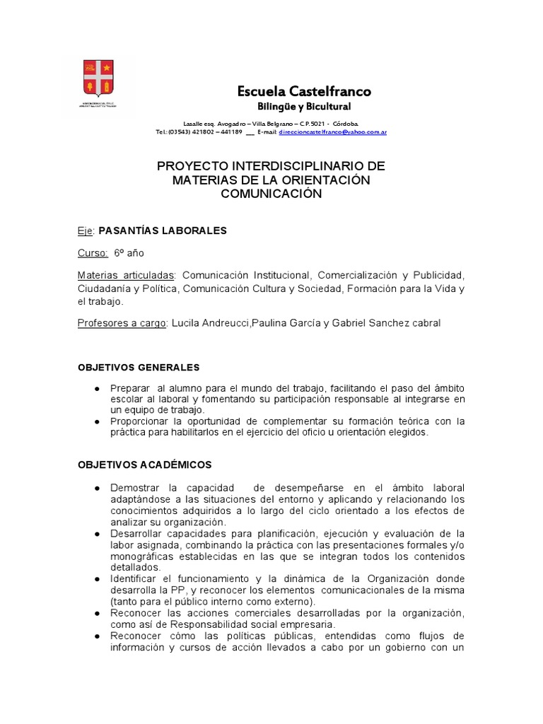 Proyecto Pasantias Comunicacion 2022 | PDF | Análisis FODA