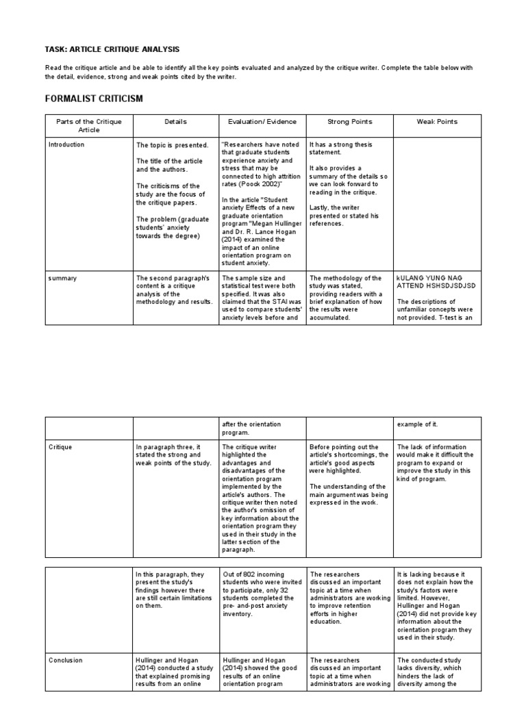 Task - Article Critique Analysis | PDF | Cognition | Cognitive Science