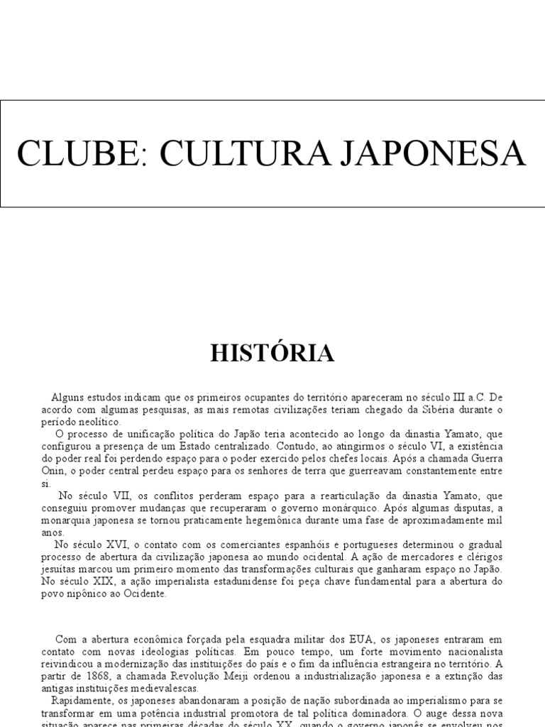 História e Cultura do Japão | PDF | Japão | Imperialismo