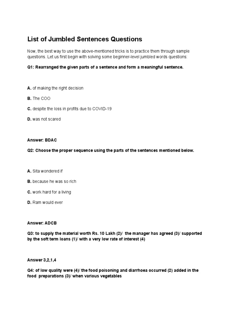 Jumbled Words Worksheet | PDF