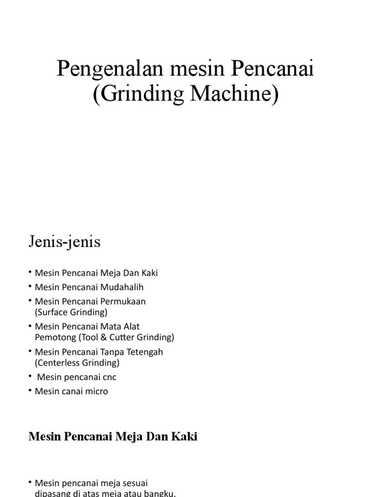 Pengenalan Mesin Pencanai dan Jenisnya | PDF