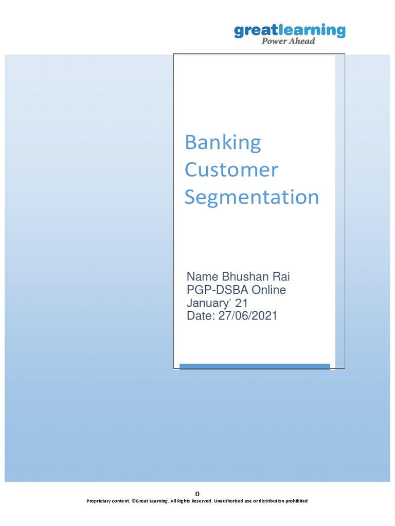 Bank Customer Segmentation Pdf Cluster Analysis Data Analysis