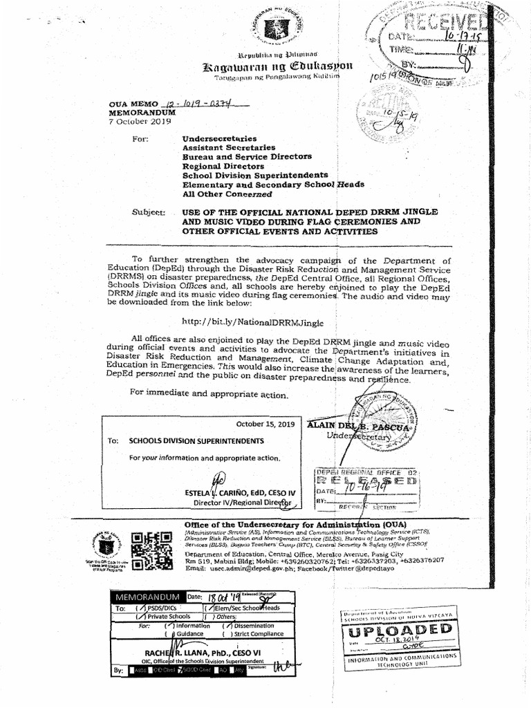 Use of DepEd DRRM Jingle in Events | PDF