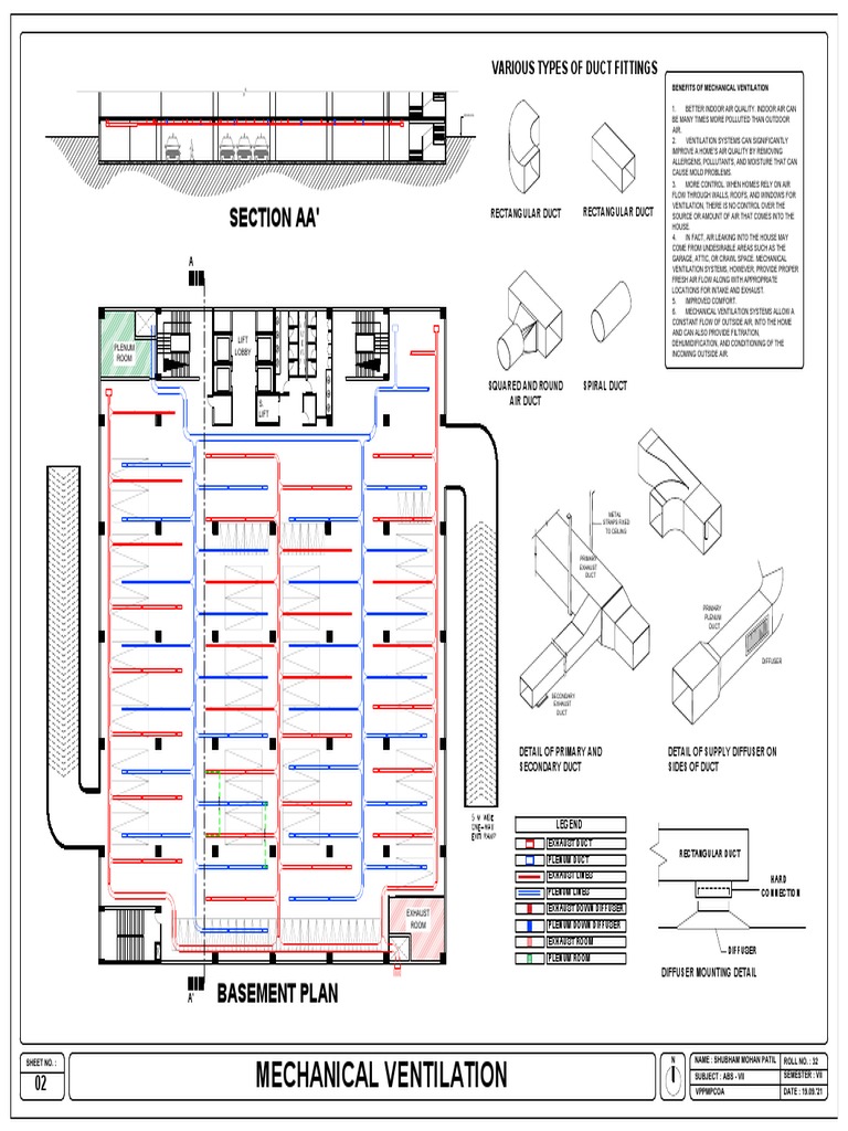 Mechanical Ventilation Drawing of Basement | PDF | Duct (Flow) | Ventilation (Architecture)