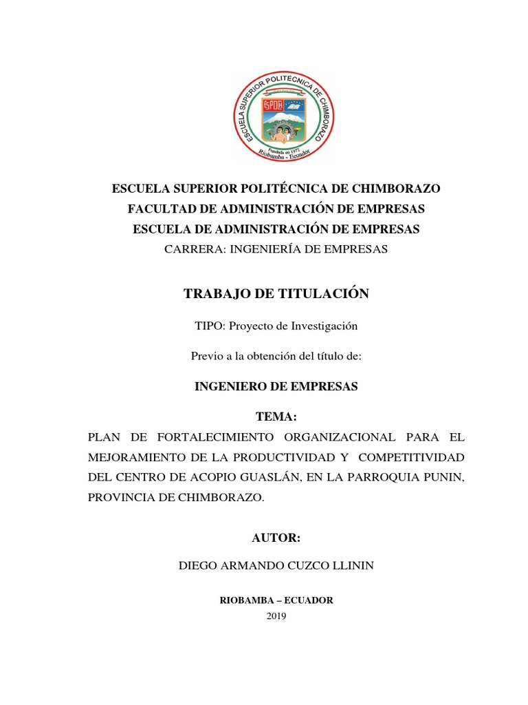 Portada: Trabajo de Titulación | PDF | Planificación | Marketing