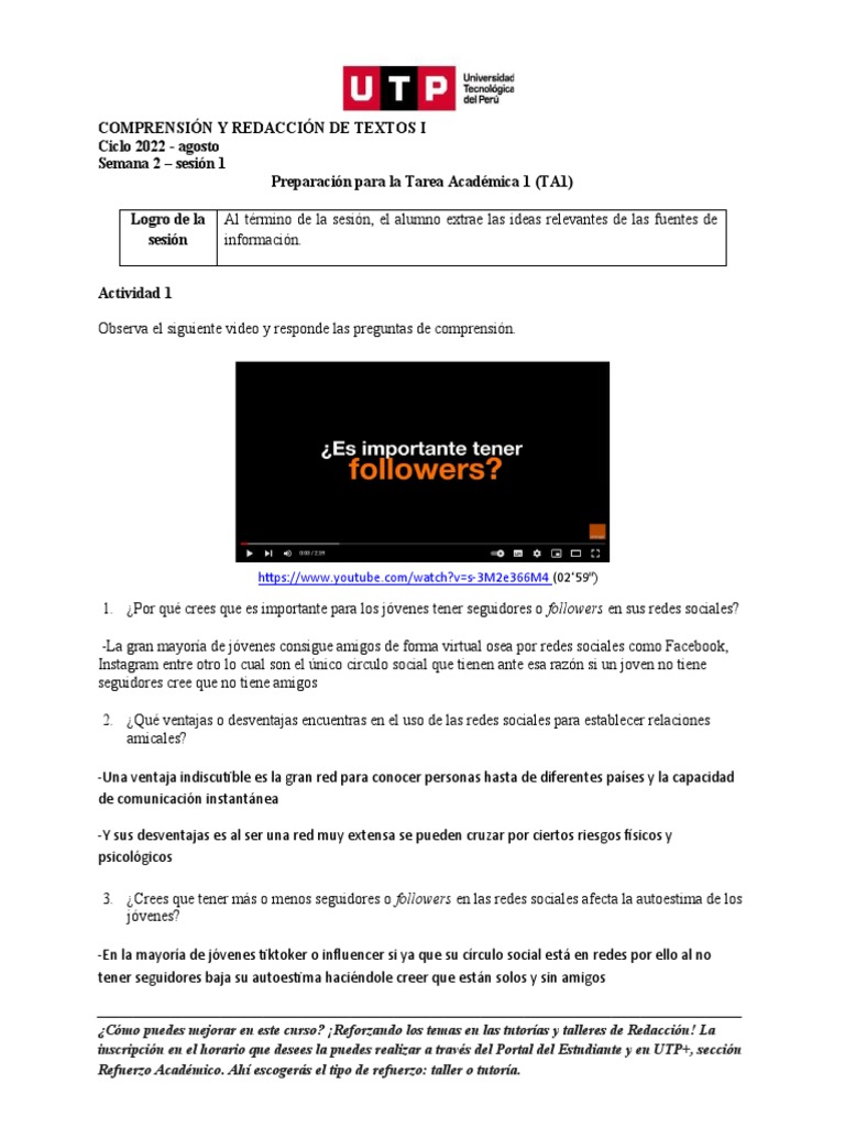 S02 s1-Preparación+para+la+TA1+ (Material) +2022+agosto | PDF ... S02 s1-Preparación+para+la+TA1+ (Material) +2022+agosto | PDF ...