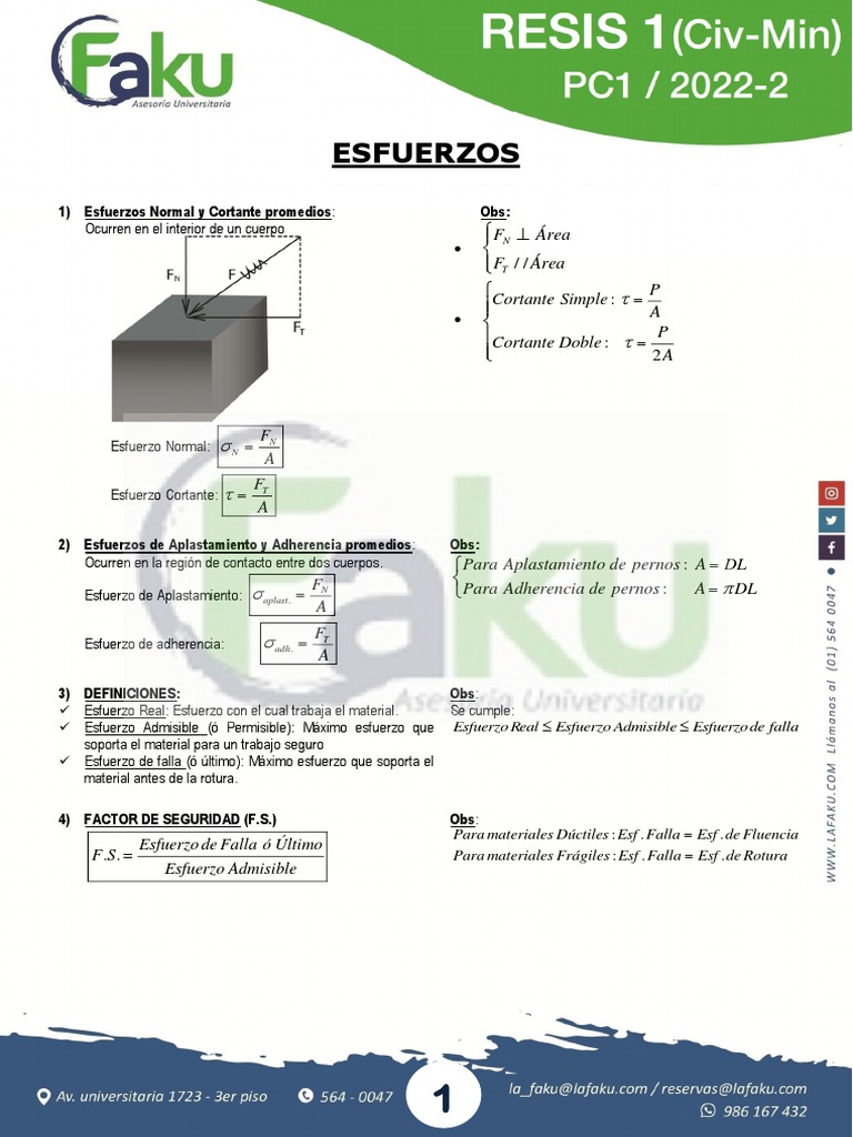 pc1 Resis 1 Civ Min | PDF | Braguero | Viga (Estructura)
