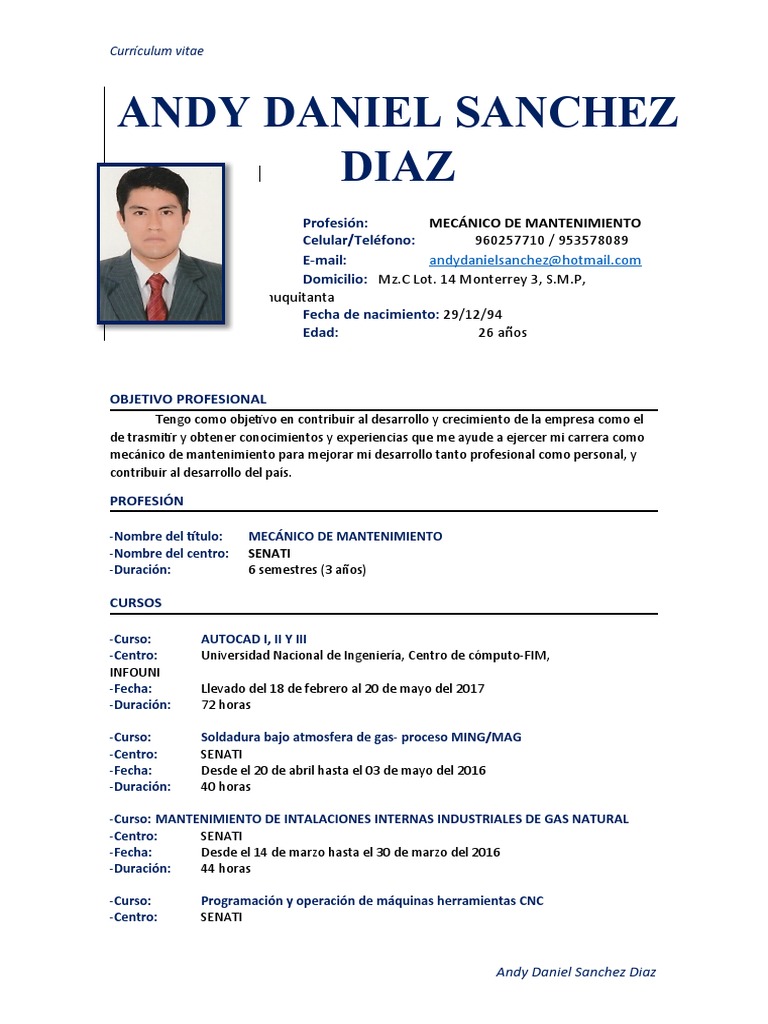 CV Andy Daniel Sanchez Diaz | PDF