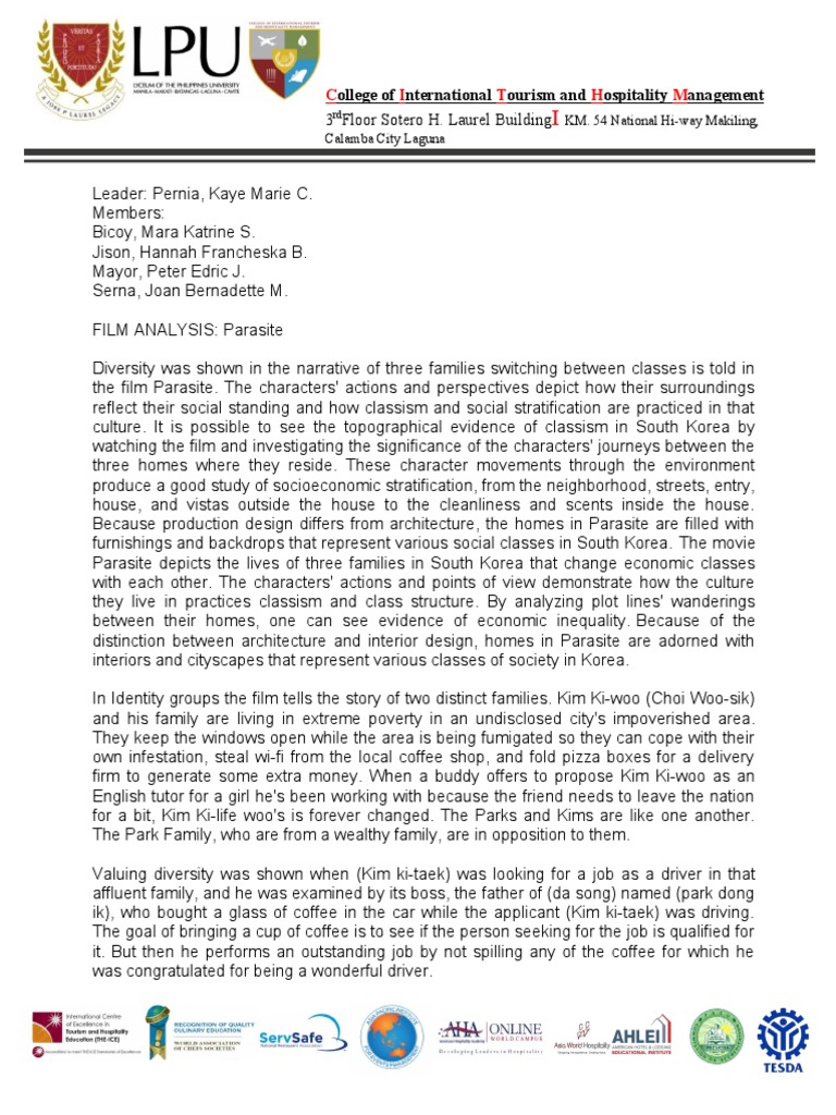 Activity 1 - Film Analysis - Parasite | PDF | Employment