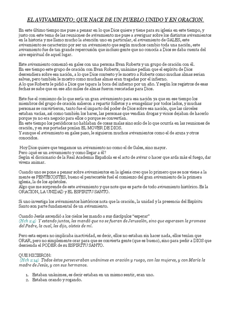El Avivamiento | PDF | Oración | espíritu Santo