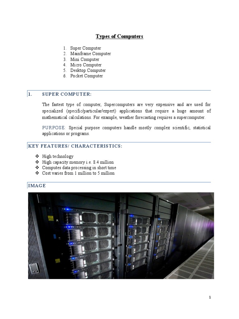 Week No. 02 (Types of Computers) | PDF | Computer Hardware | Mainframe ...