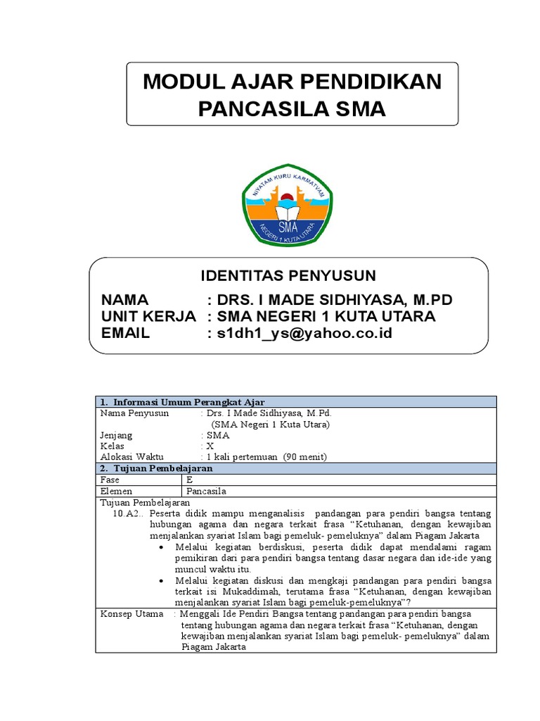 PERT 1 - Modul Ajar PP. E. 10.A.2 | PDF