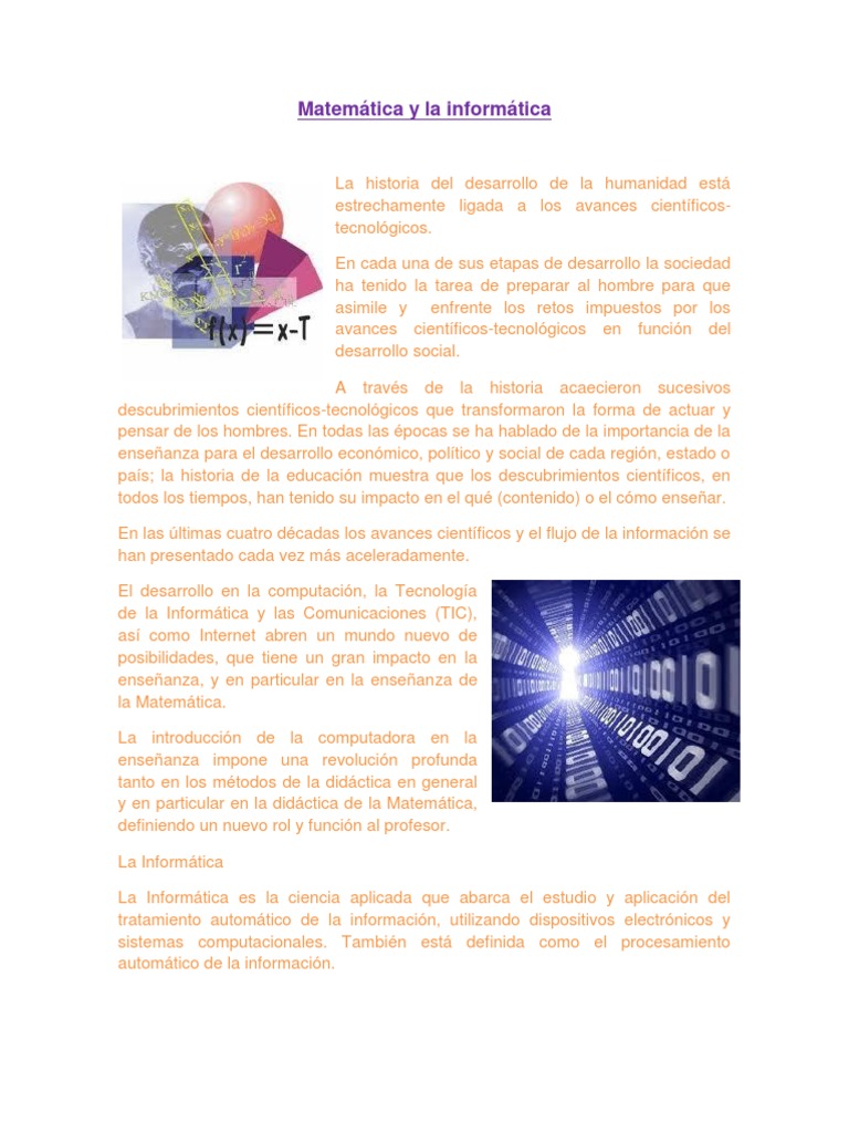 Matemática, Informatica, Edumática y Telemática | PDF | Informática ...