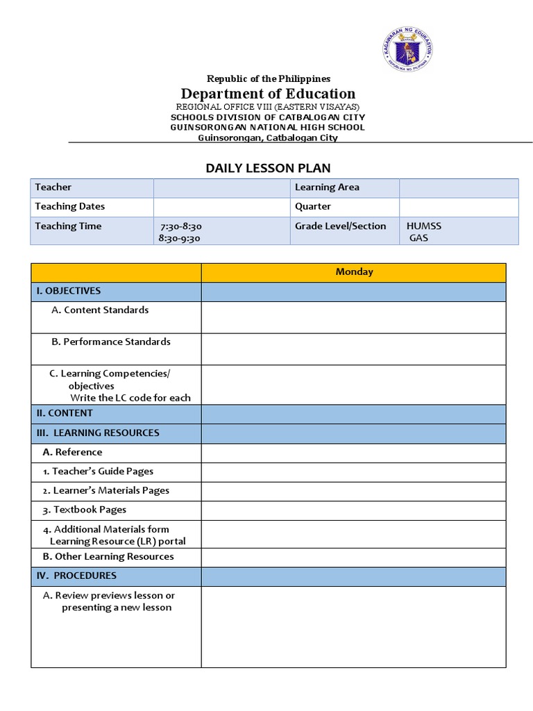 Dlp Template Download Free Pdf Teachers Learning