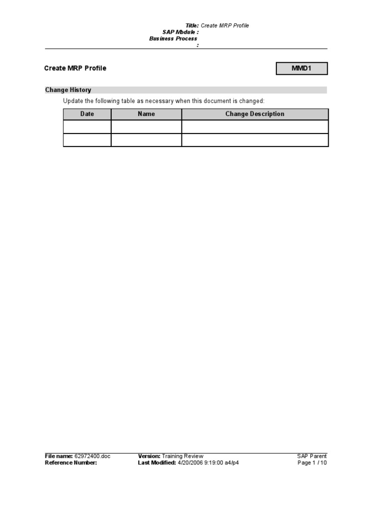 MMD1 Create+Mrp+Profile | PDF | Business Process | Information
