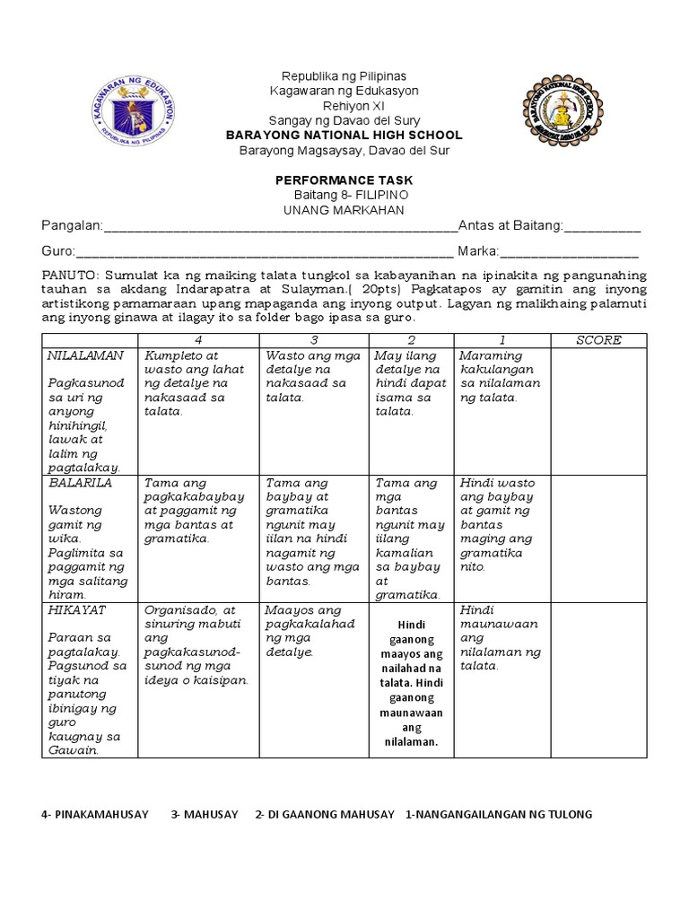 Performance Task 1st Quarterv 2021 | PDF