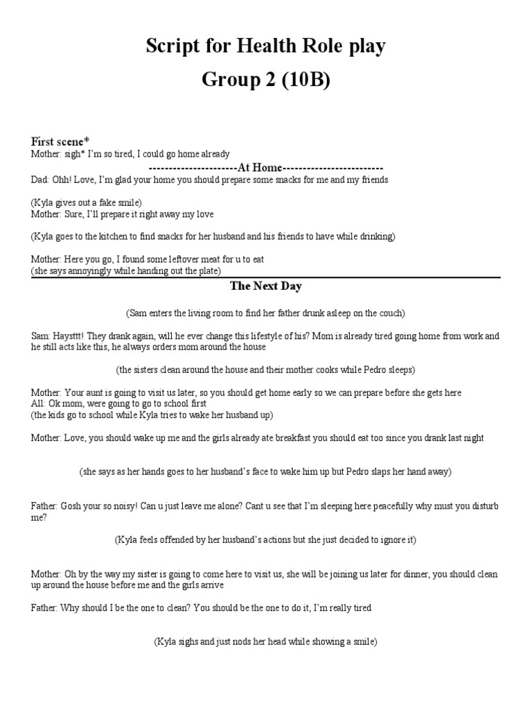 Script For Health Role Play | PDF