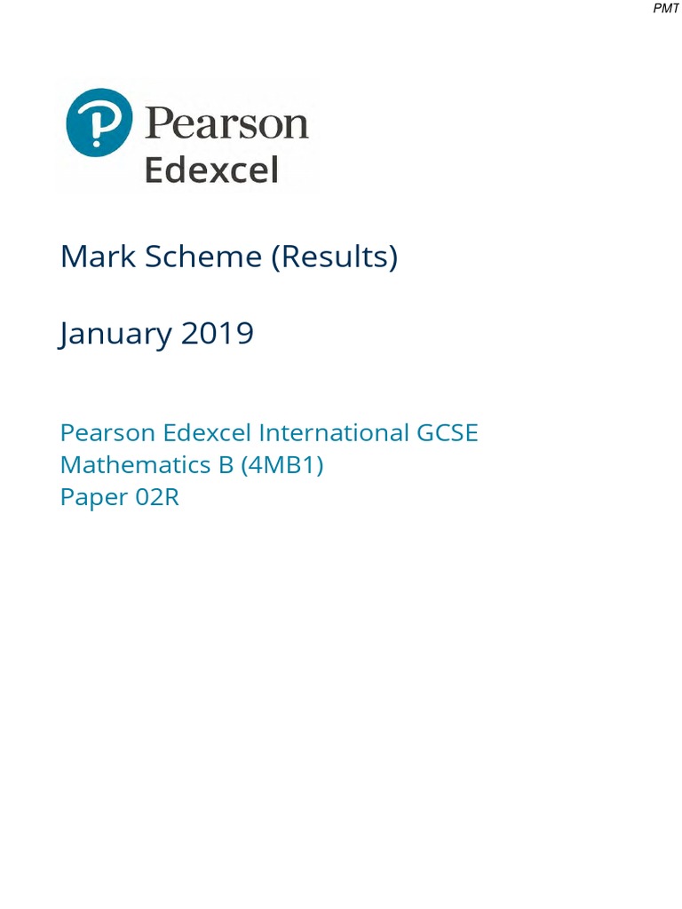 January 2019 (R) MS - Paper 2 Edexcel (B) Maths IGCSE | PDF | Mathematics