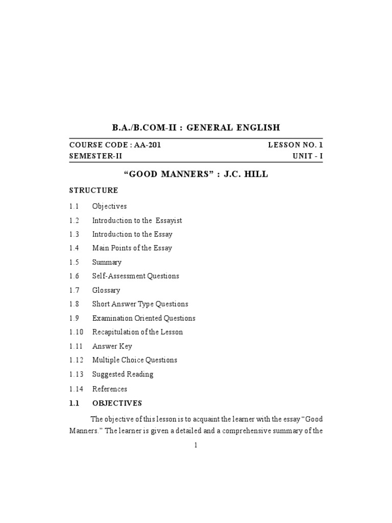 BA, B.com English II Sem C. No. 201 2021 | PDF