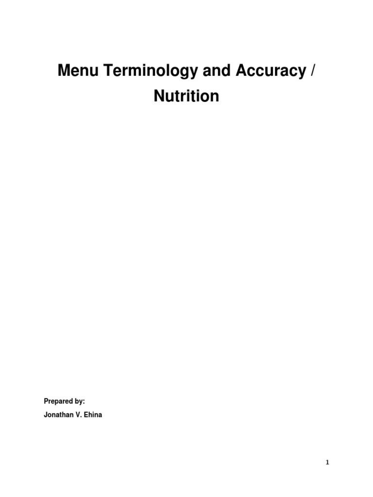 04 Menu Terminology and Accuracy - Nutrition 1 | PDF | Sugar | Diet ...