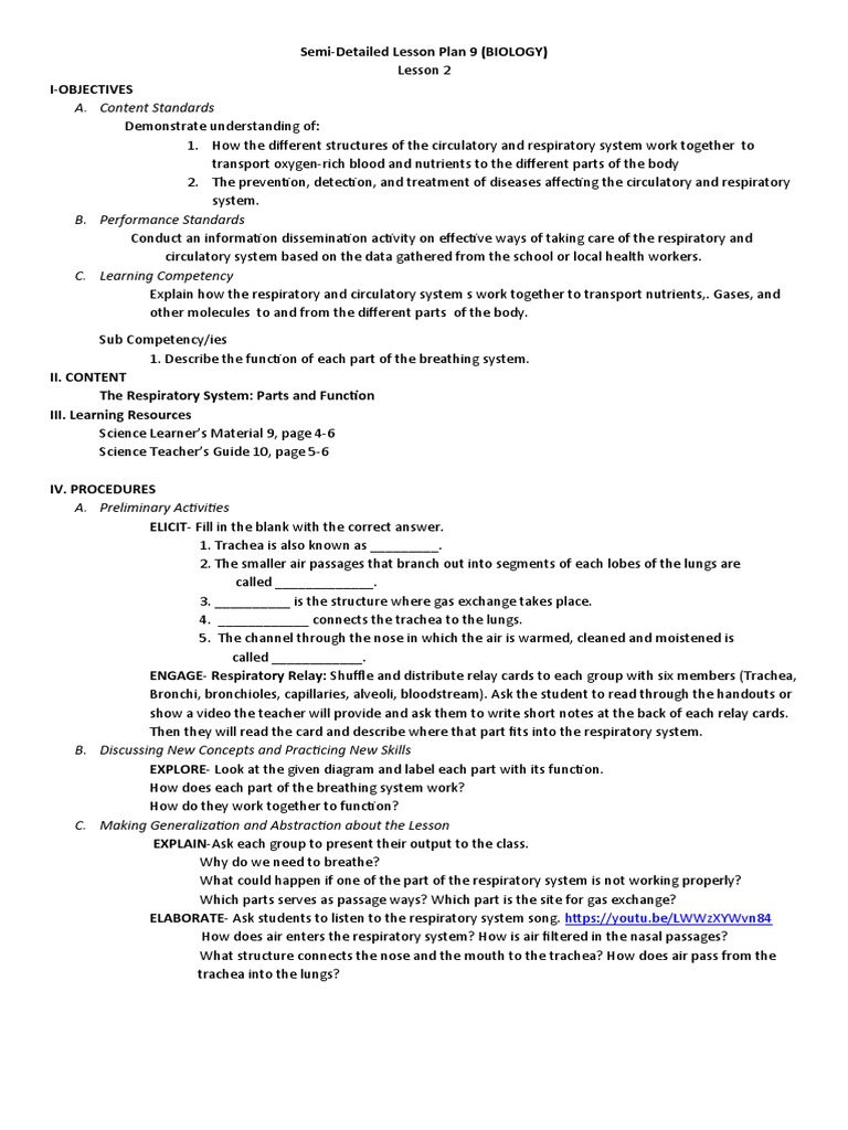 Grade 9 Qtr1 Lesson 2 | PDF | Respiratory System | Lung