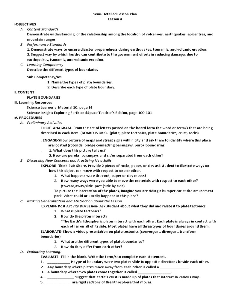 Grade 10 Qtr1 Lesson 4 | PDF | Plate Tectonics | Volcano