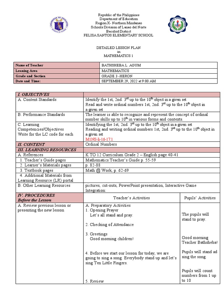 DLP in Math 1 For Observation | Download Free PDF | Learning | Teachers