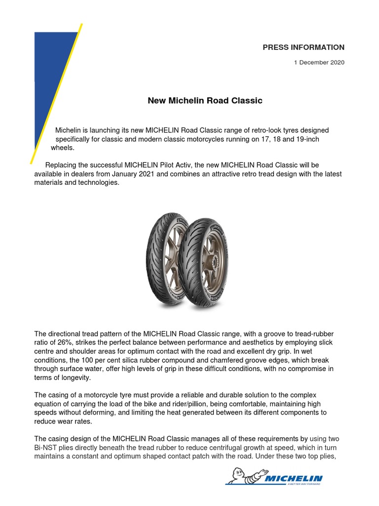PR Michelin Road Classic en | PDF | Tire | Vehicle Technology