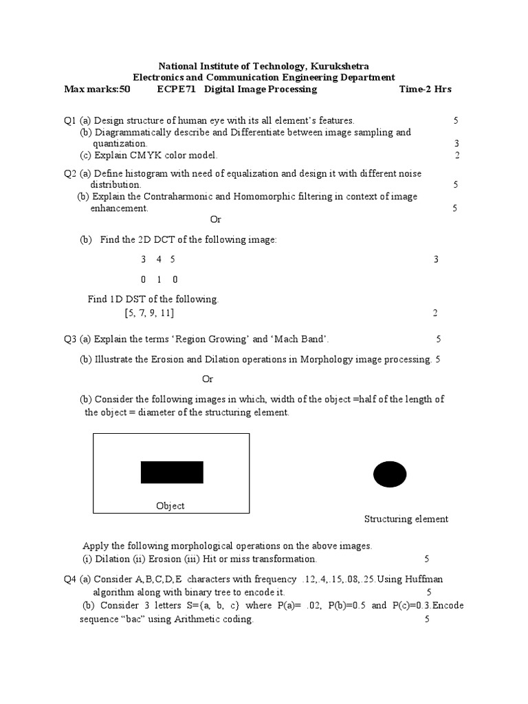 DIP End Sem Paper | Download Free PDF | Digital Signal Processing ...