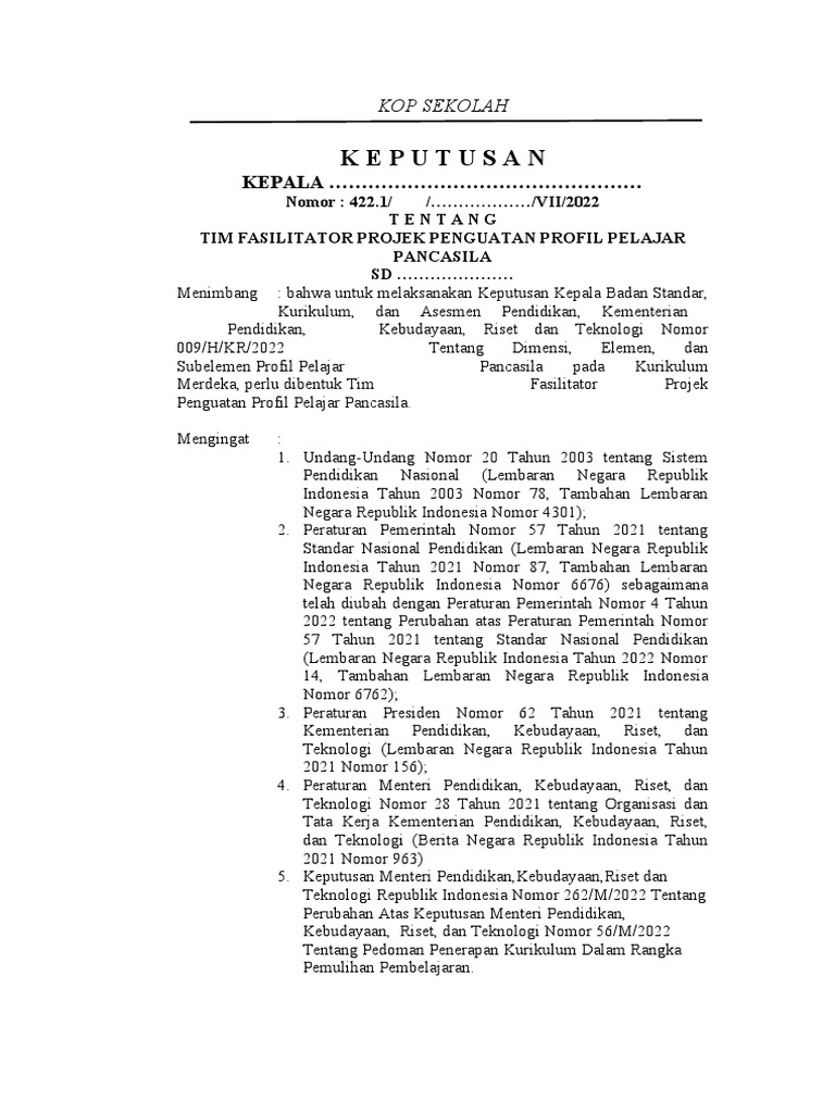 SK Tim Fasilitator P5 | PDF