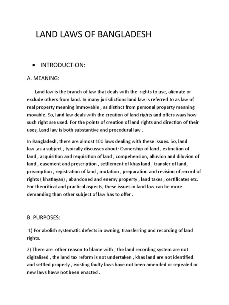Land Laws of Bangladesh | PDF