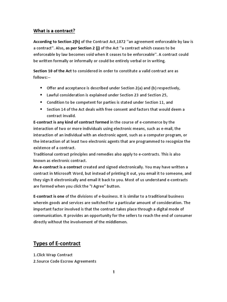 E Contract | PDF | Consideration | Signature