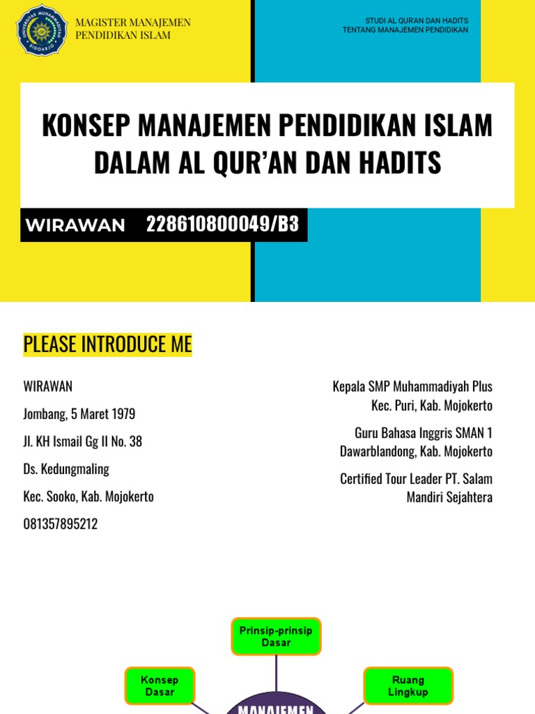 Konsep Manajemen Pendidikan Islam Dalam Al Qur'an Dan Hadits | PDF