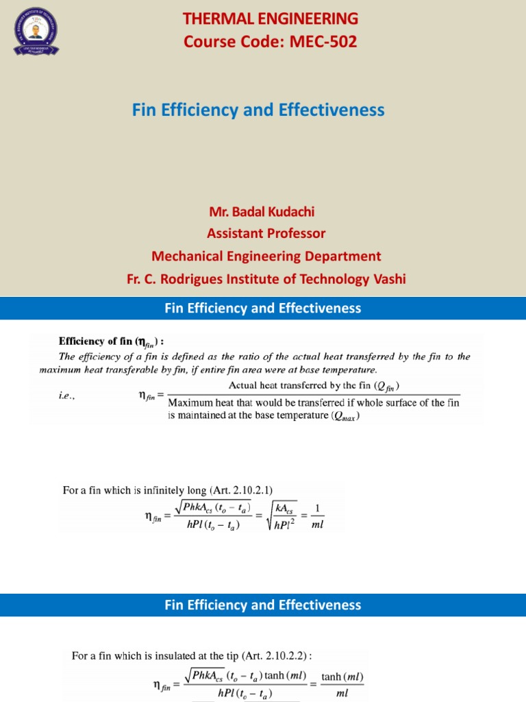 Fin Efficiency and Effectiveness | PDF
