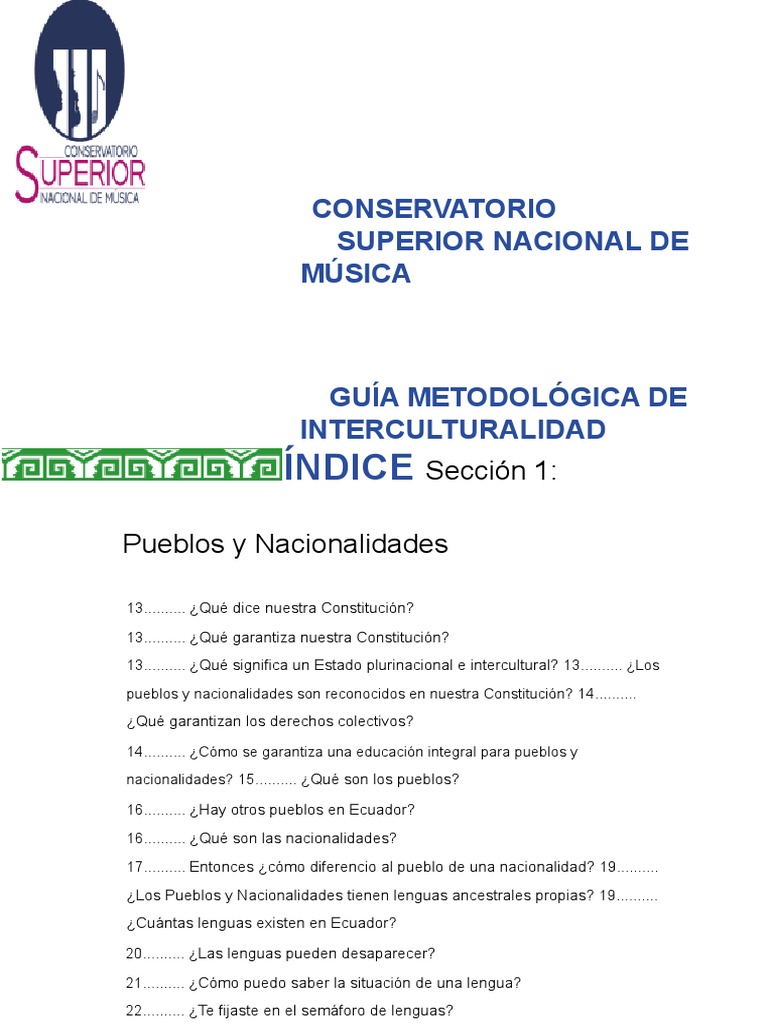 Guía Metodológica de Interculturalidad - CSNM PDF | PDF | Ecuador ...
