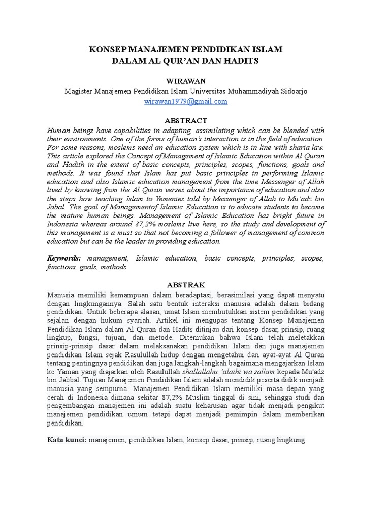 Makalah Konsep Manajemen Pend Islam | PDF