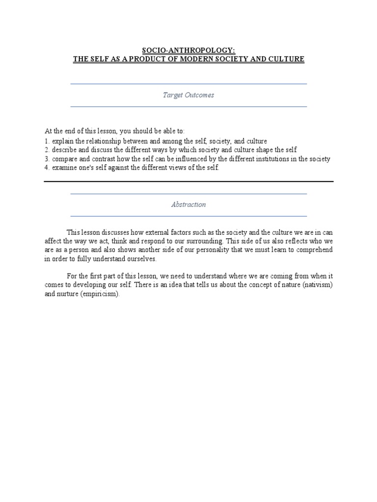 UTS Lesson 2 | PDF | Identity (Social Science) | Self