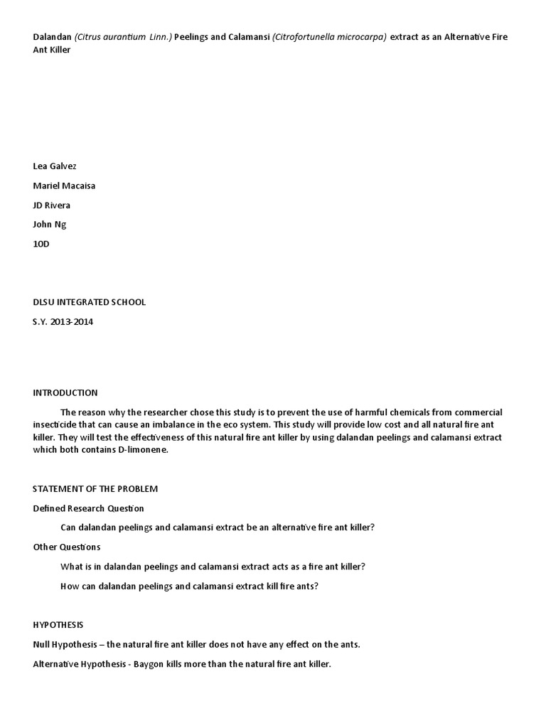 Dalandan (Citrus Aurantium Linn.) Peelings and Calamansi ...
