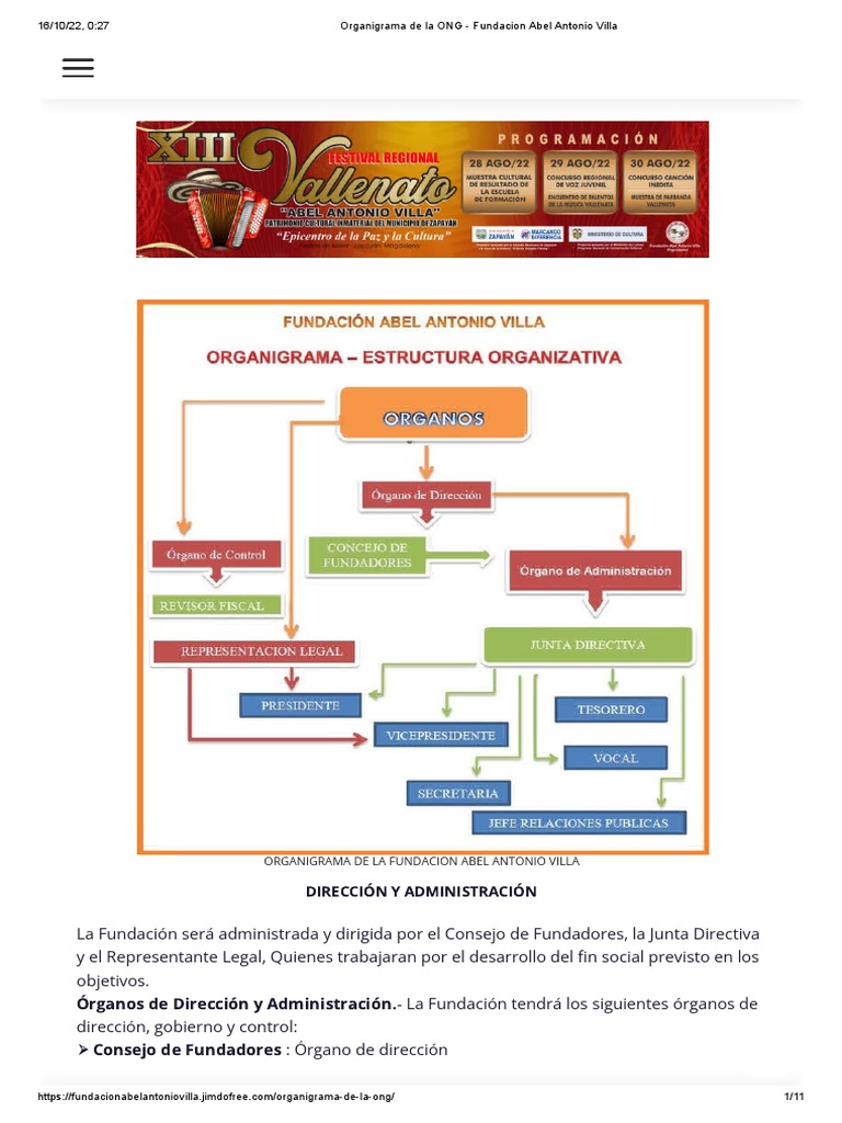 Organigrama de La ONG - Fundacion Abel Antonio Villa | PDF | Junta ...