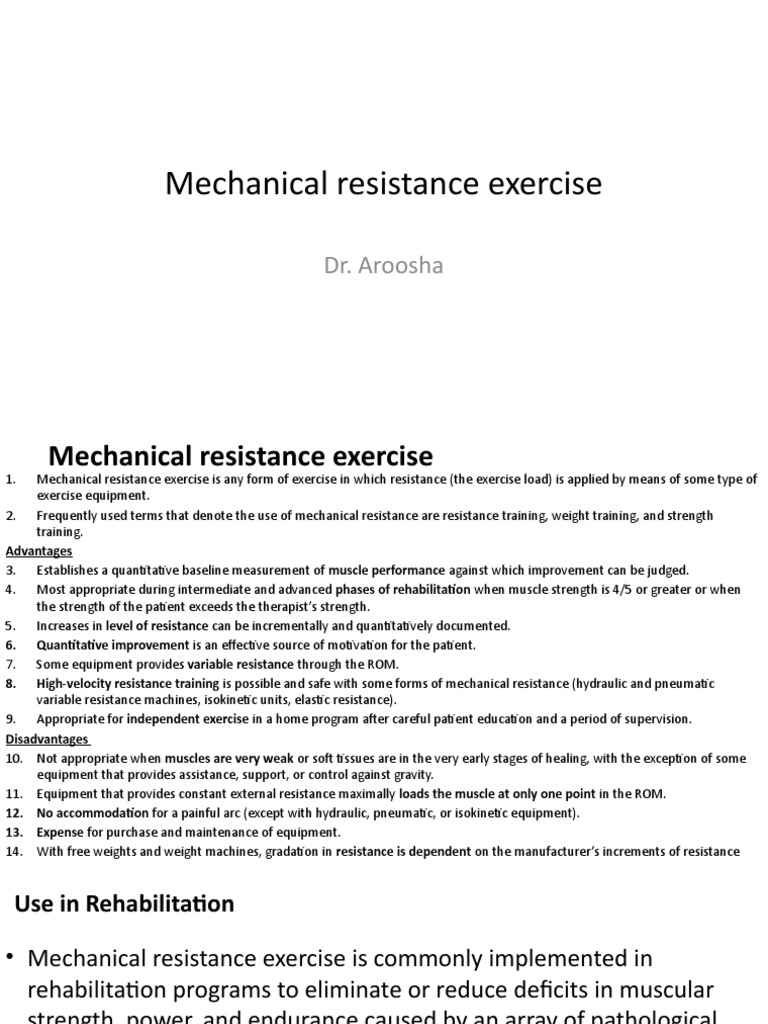 Lecture 16 Mechanical Resistance Exercise | PDF