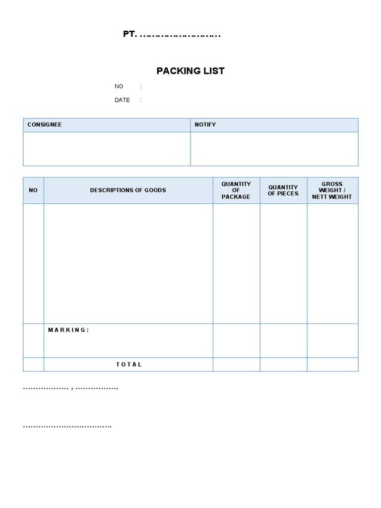 Lembar Packing List | PDF