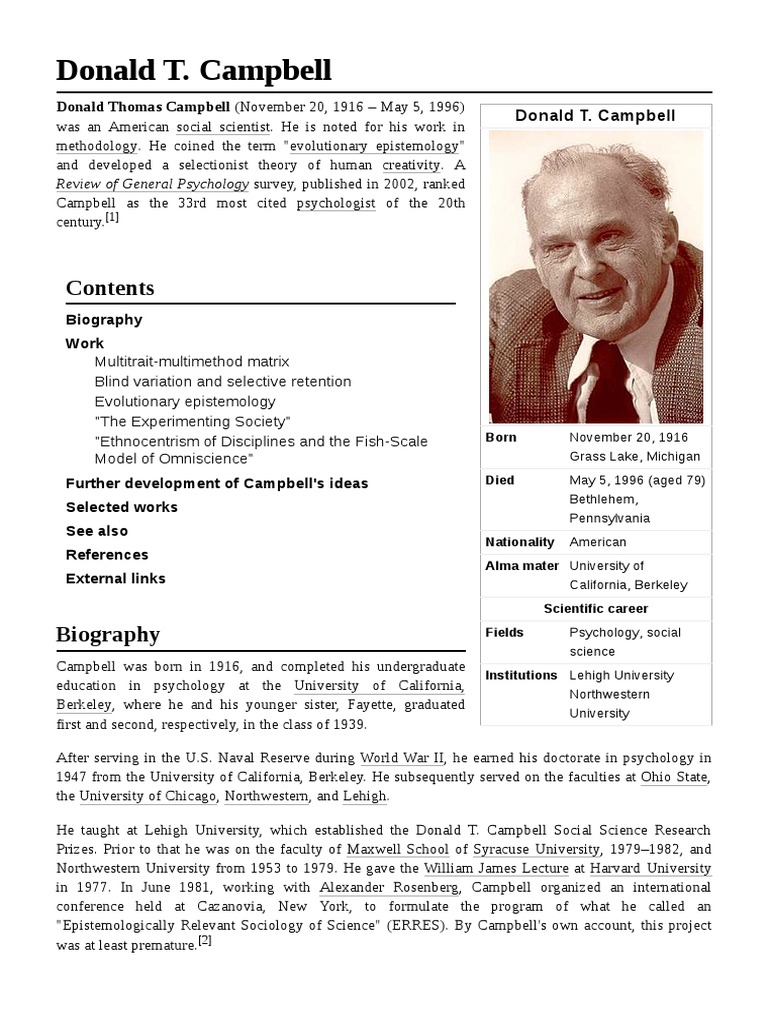 Donald T. Campbell | PDF | Science | Epistemology