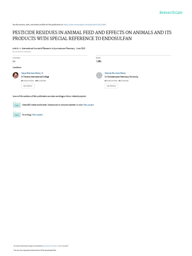 Pesticide Residues in Animal Feed Analysis | PDF | Pesticide | Meat