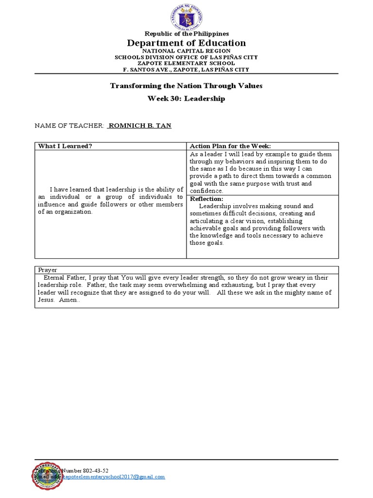 Tan-Week 30-Values-Restoration-Leadership | PDF