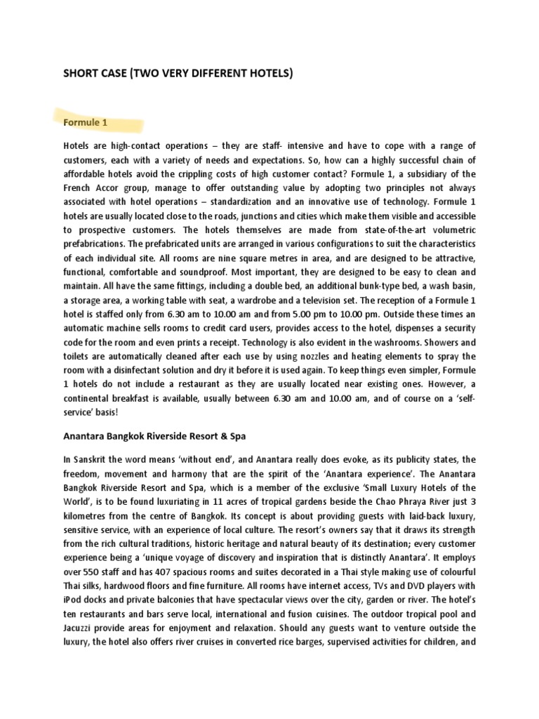 Short Case Study | PDF | Hotel | Bangkok